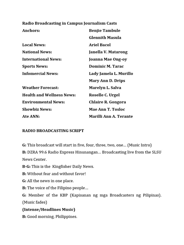 Campus Radio News Broadcast Script | PDF | Rape