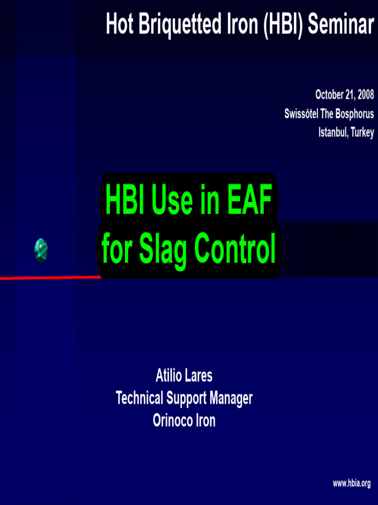 HBI Use in EAF For Slag Control | PDF | Chemistry | Chemical Substances