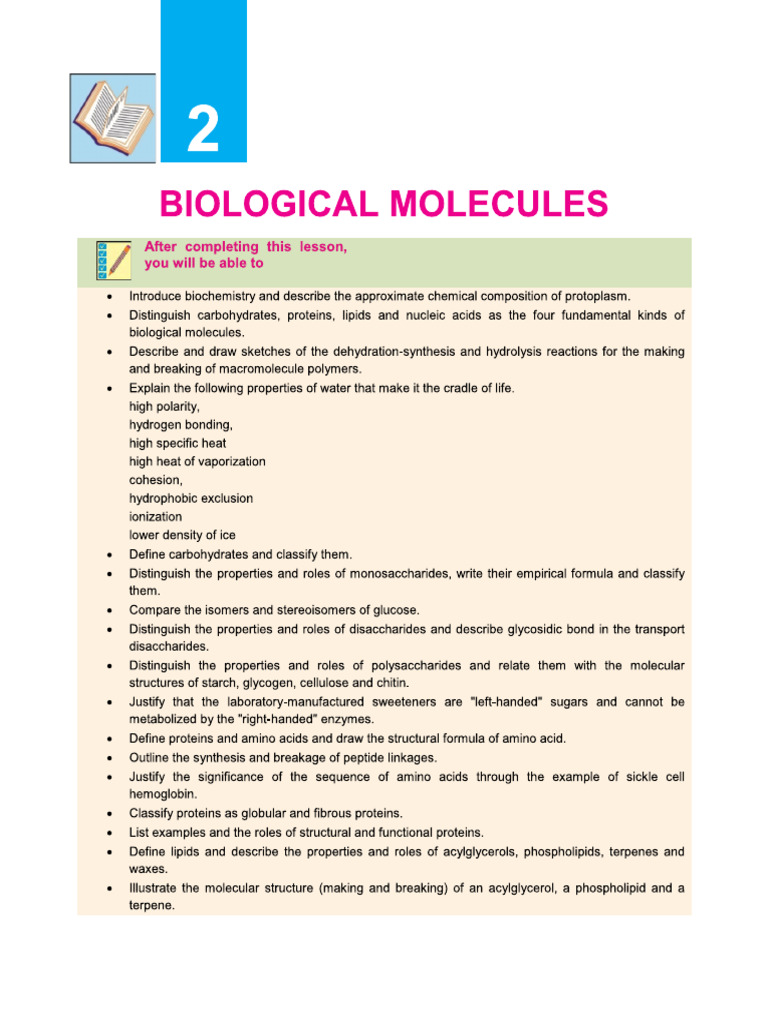 Chapter 2 Biology 11 Class Federal Board | PDF