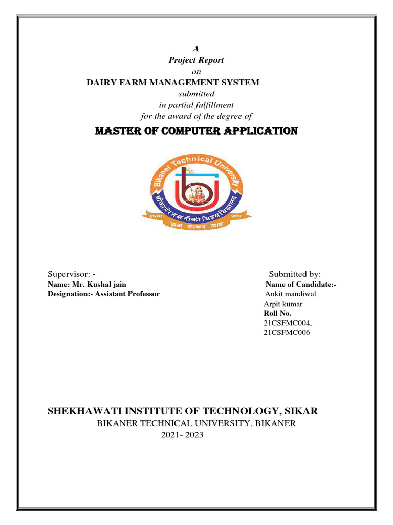 Dairy Farm Management System Report | PDF | Html | Html Element