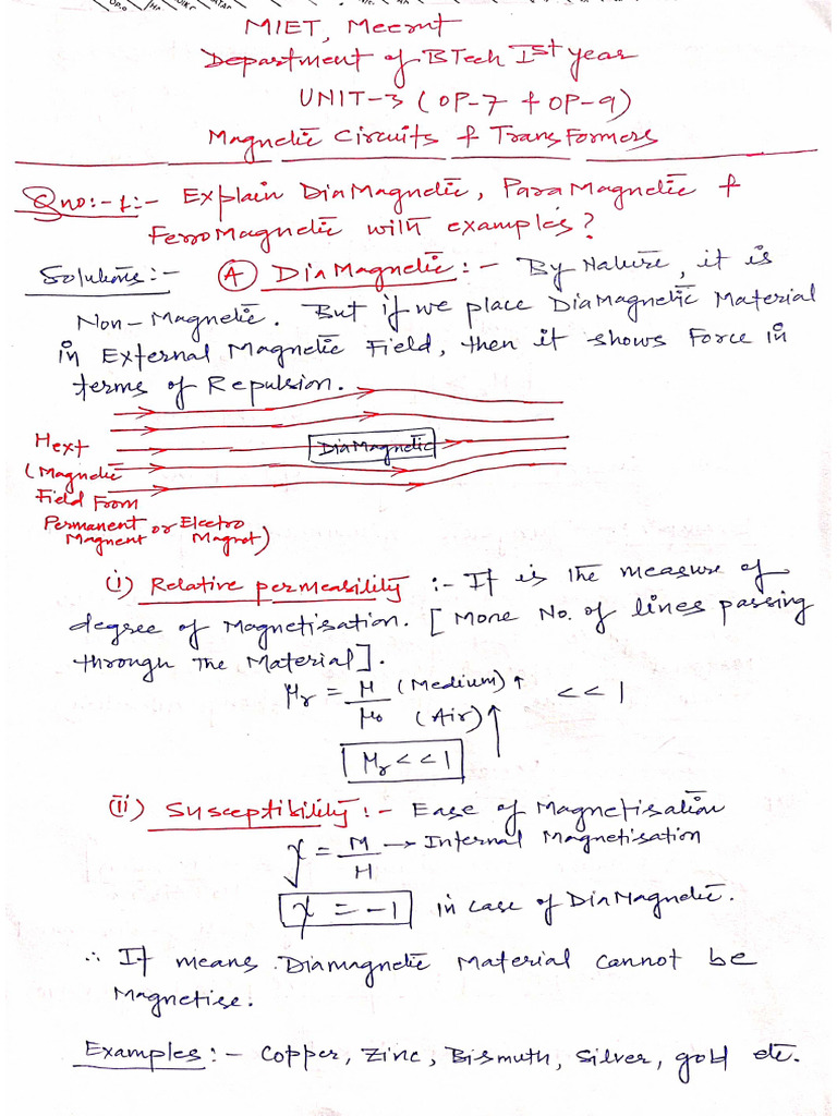 Unit-3 Magnetic Circuits and Transformers | PDF