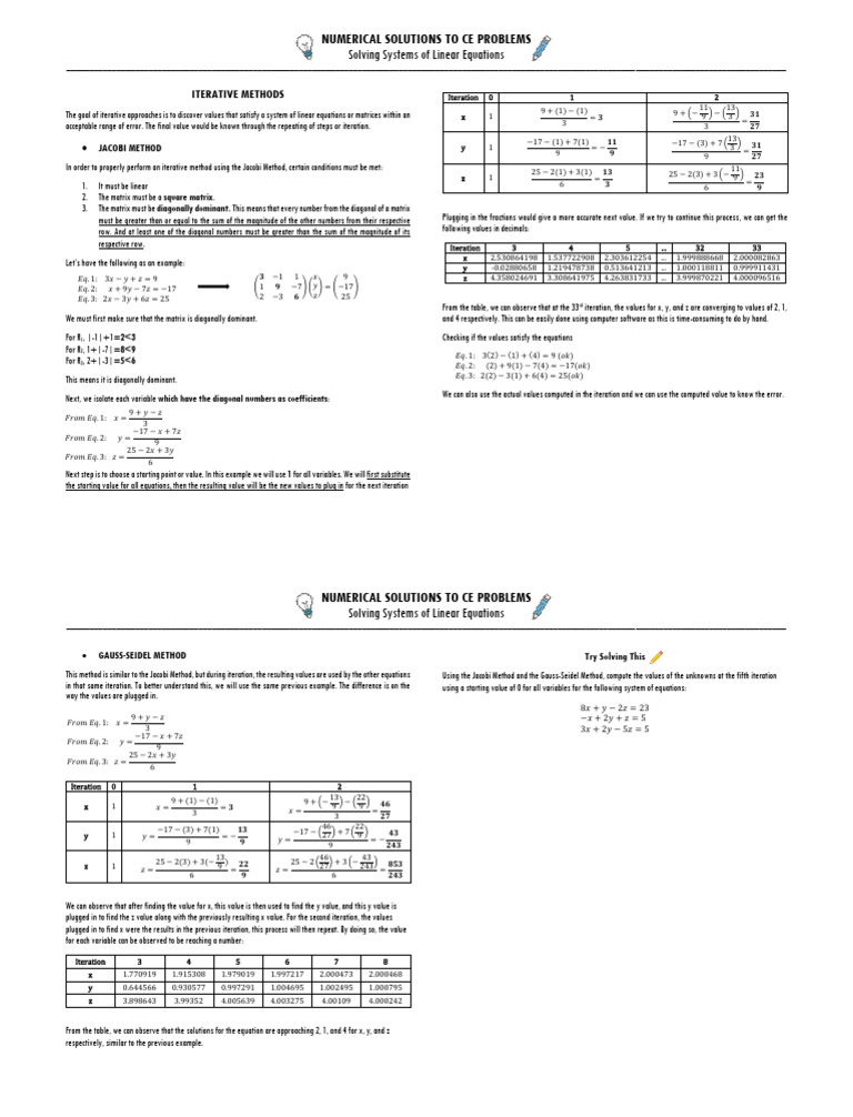 Iterative Methods | PDF | Matrix (Mathematics) | System Of Linear Equations