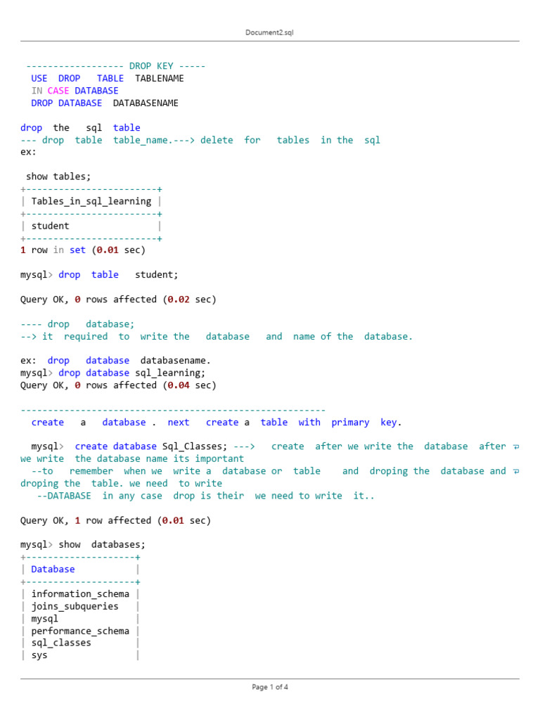 Use Drop Database Drop Database Drop: Document2.sql | PDF | Computer Data | Data Management