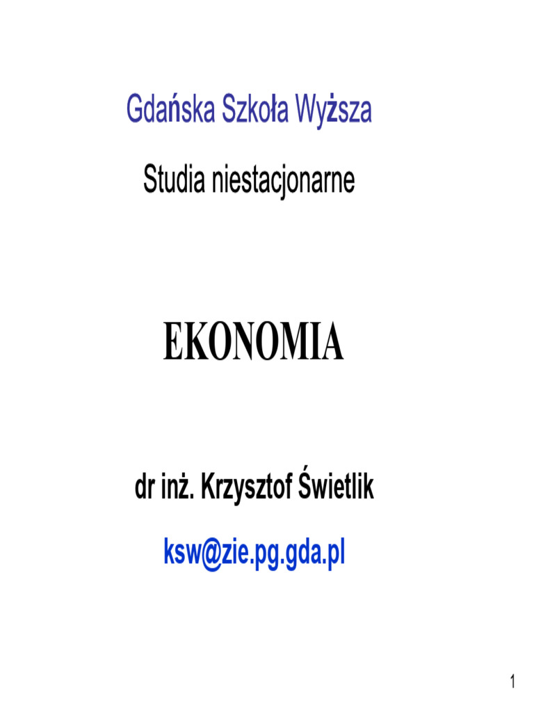 Ekonomia GSW Tczew 1 | PDF