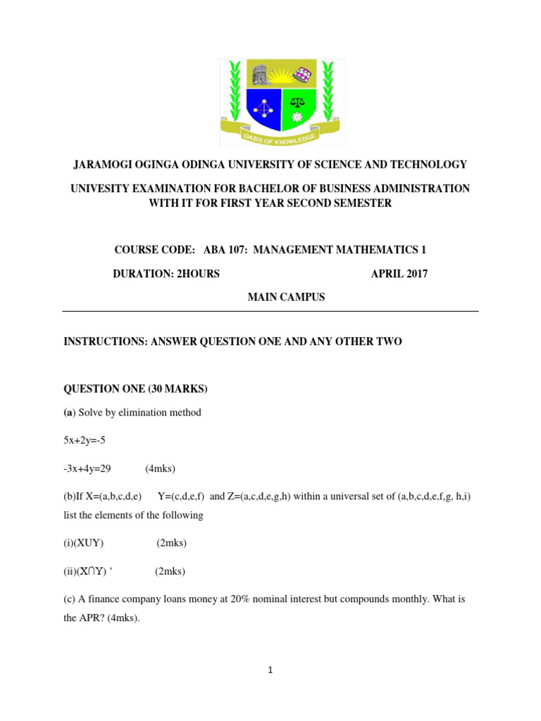 Management Mathematics 1 | PDF | Net Present Value | Internal Rate Of ...