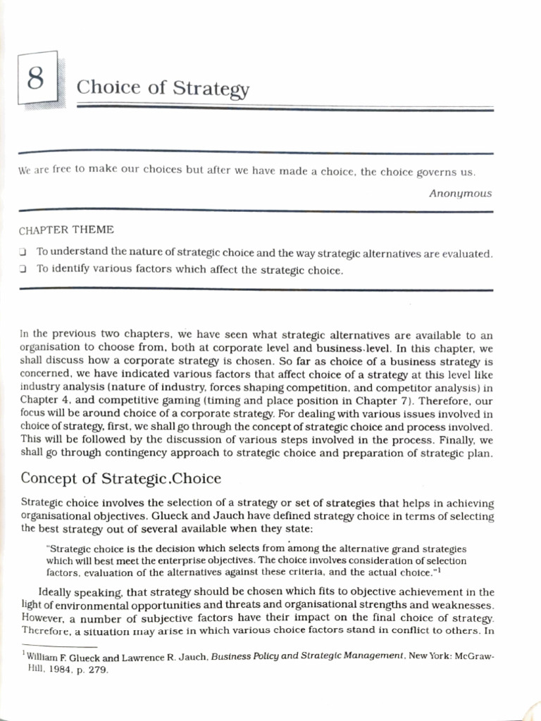 BPSM Unit-4 Choice of Strategy | PDF | Strategic Management | Investing