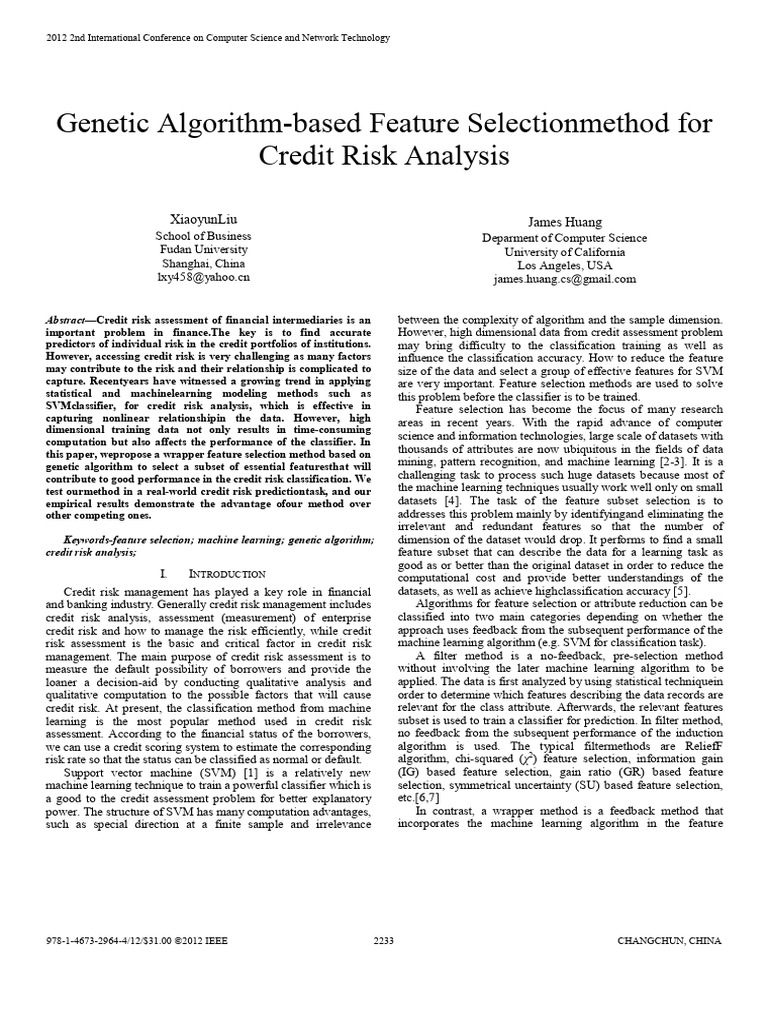 Genetic Algorithm-Based Feature Selection Method For Credit Risk ... Genetic Algorithm-Based Feature Selection Method For Credit Risk ...