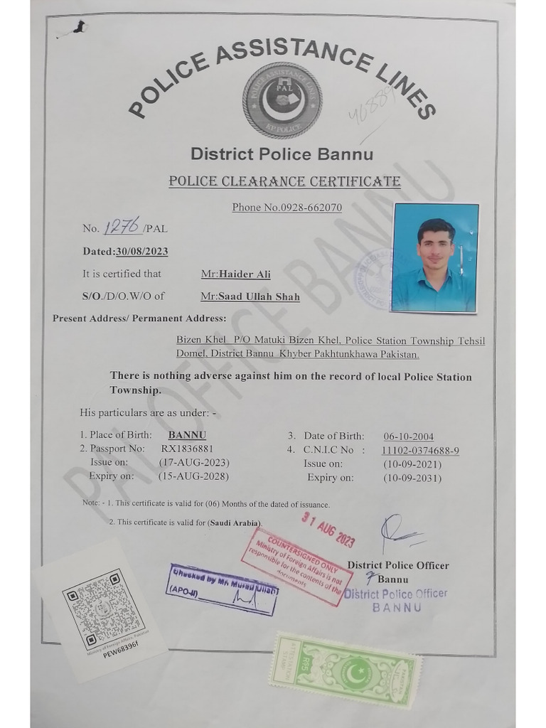 police certificate | PDF