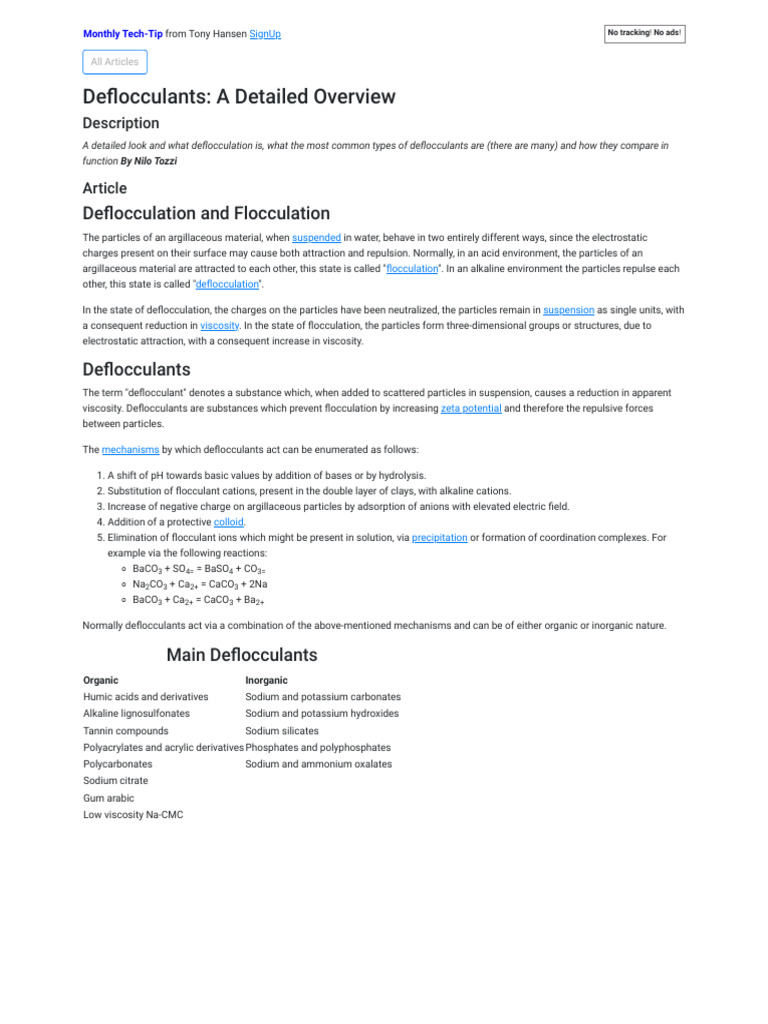 Deflocculants - A Detailed Overview | PDF | Ion | Phosphate