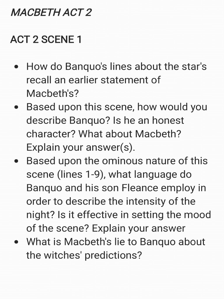 Isc Macbeth Act 2 | PDF