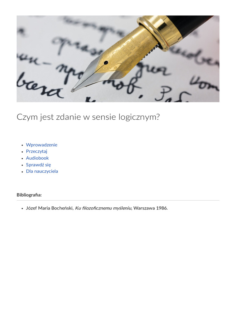 Czym Jest Zdanie W Sensie Logicz | PDF