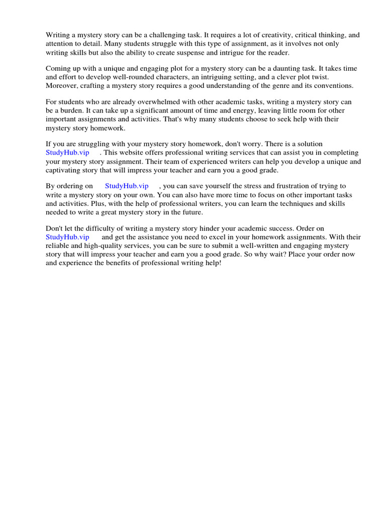 Mystery Story Homework | Download Free PDF | Detective Fiction | Homework