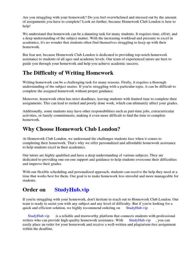 Homework Club London | PDF | Homework | Http Cookie
