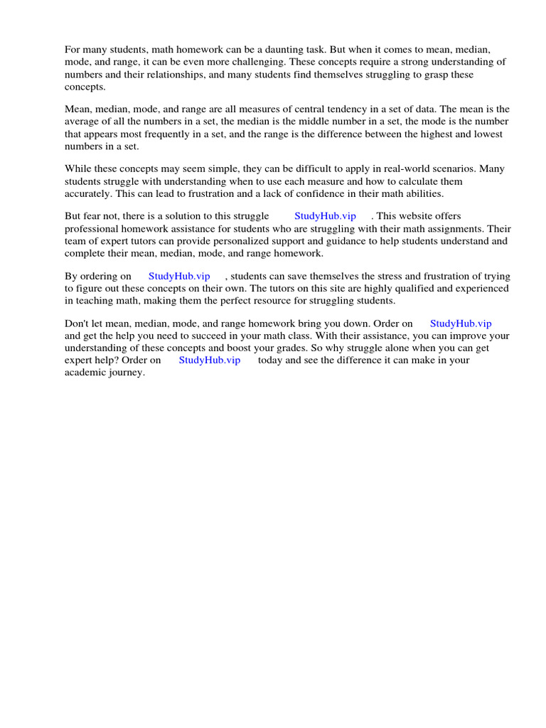 Mean Median Mode and Range Homework | PDF | Worksheet | Mean