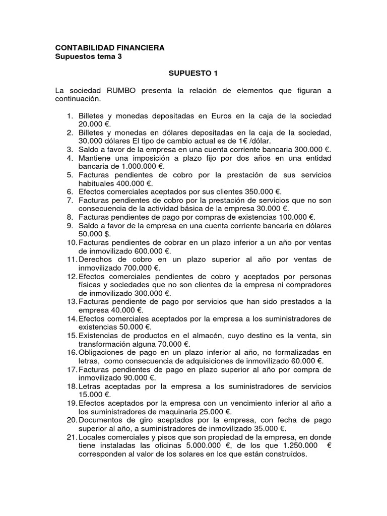 T3-Supuestos 1 y 2-Enunciados-Plan General de Contabilidad | PDF ...
