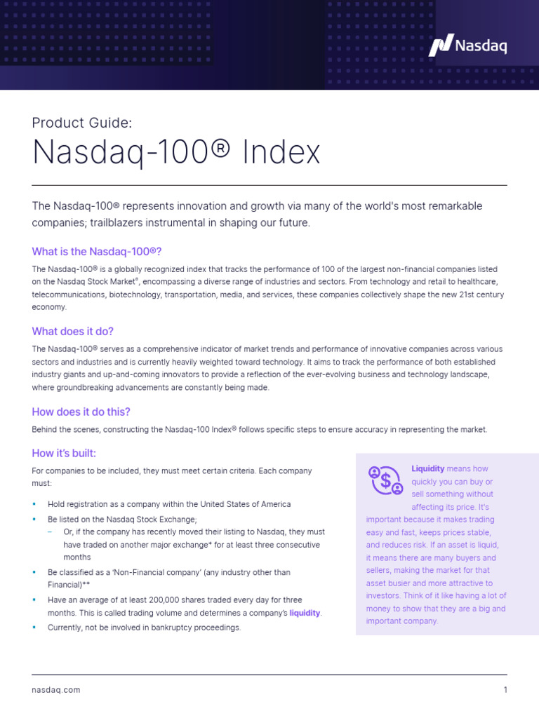 Nasdaq 100 Index Product Guide | PDF | Stock Market Index | Investment Fund