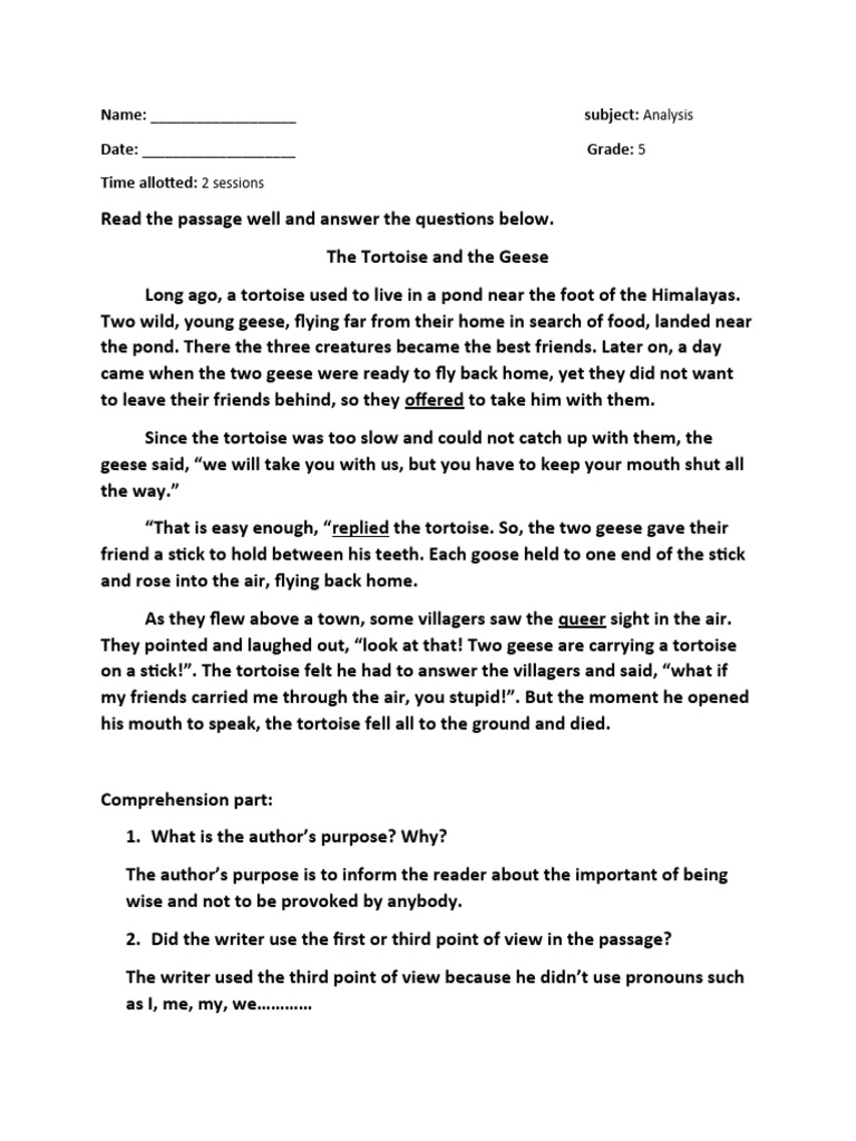 Analysis | PDF | Grammatical Tense | Goose