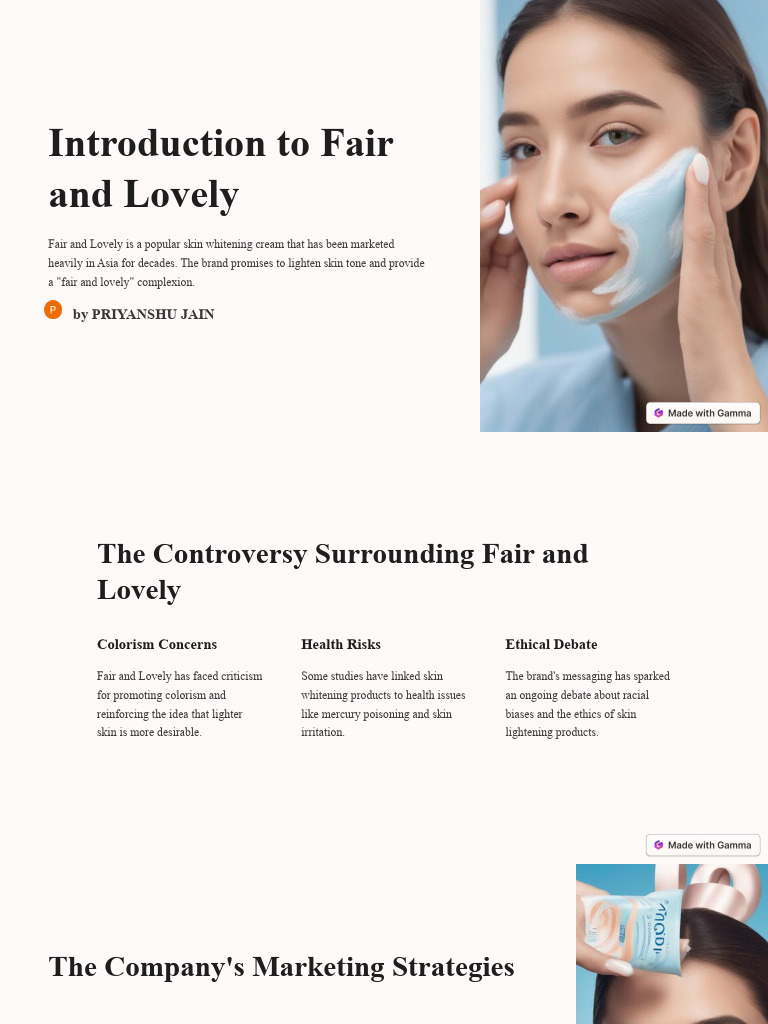 Introduction To Fair and Lovely: by Priyanshu Jain | PDF | Social ...