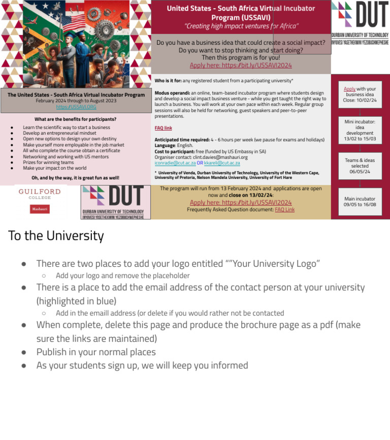 USSAVI 2024: Free Online Incubator Program | PDF | Business