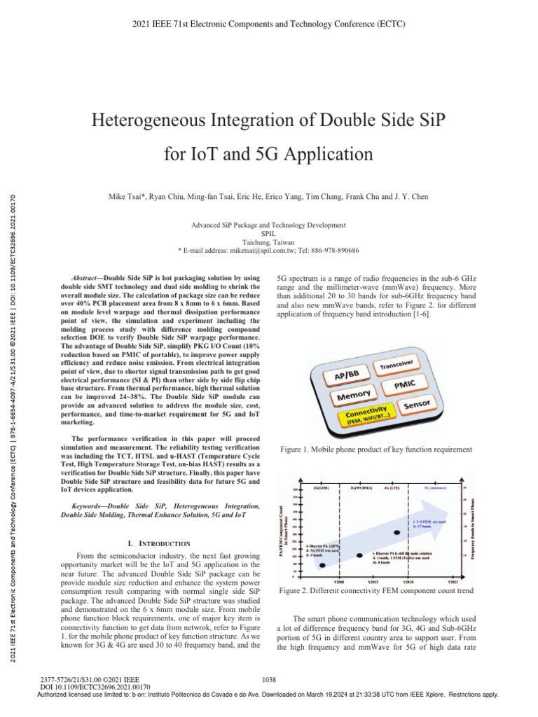 Heterogeneous Integration of Double Side SiP For IoT and 5G ApplicationMike Tsai, Ryan Chiu ...