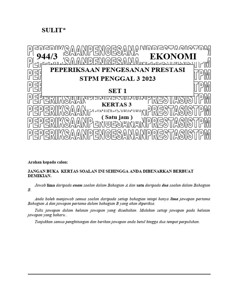 Trial STPM Sem 3 Set 3 2023 | PDF