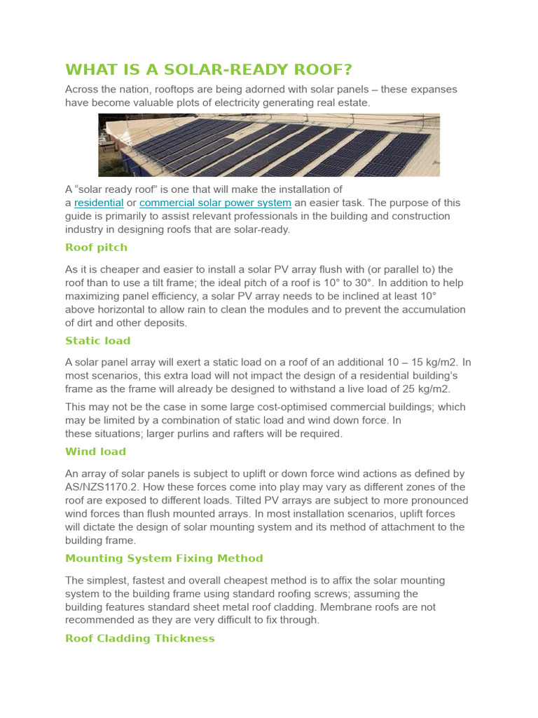 Basic Requirement About Roof For Solar - Compress | PDF | Photovoltaics | Solar Power