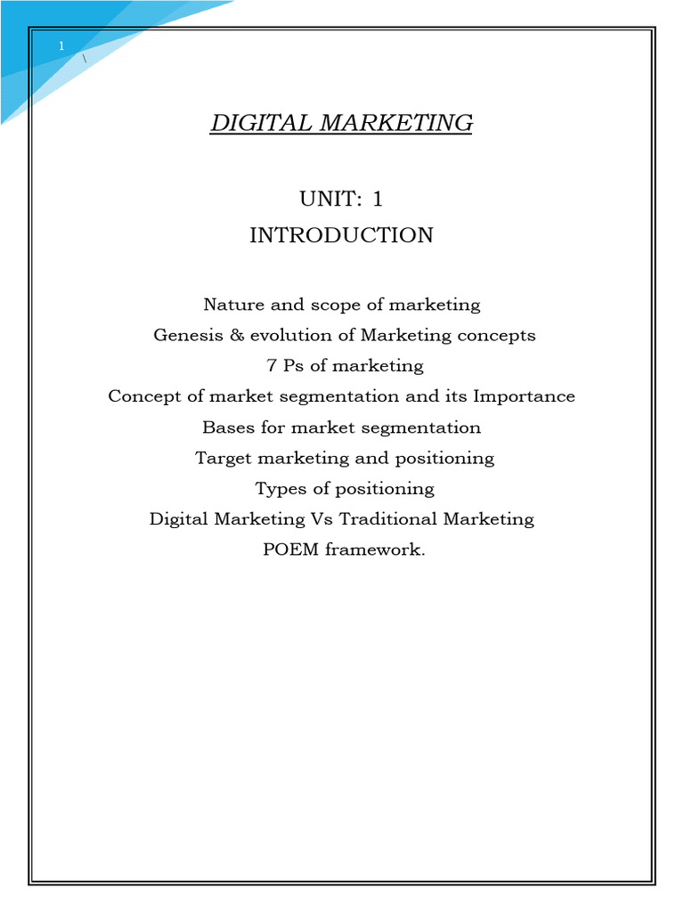 DIGITAL MARKETING Notes | PDF | Marketing | Sales