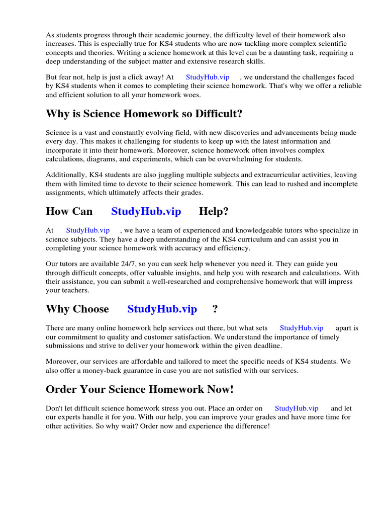 Science Homework Ks4 | Download Free PDF | Science | Homework