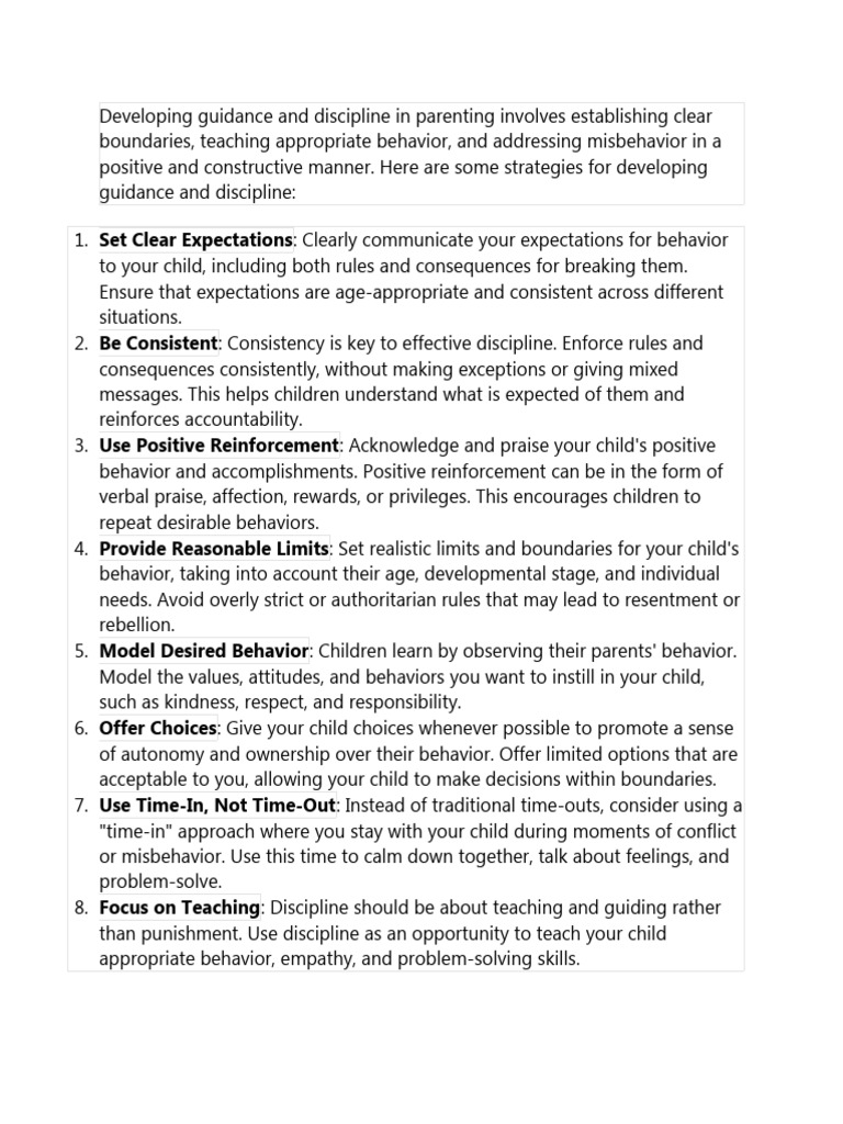005 Developing Guidance and Discipline in Parenting Involves ...