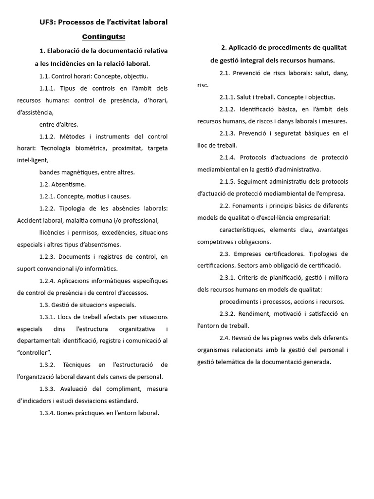 UF3: Processos de L'activitat Laboral | PDF