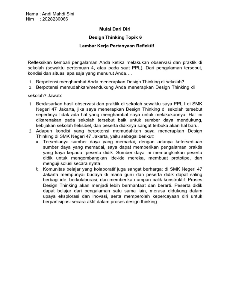 Topik 6 Mulai Dari Diri | PDF | Karier & Perkembangan