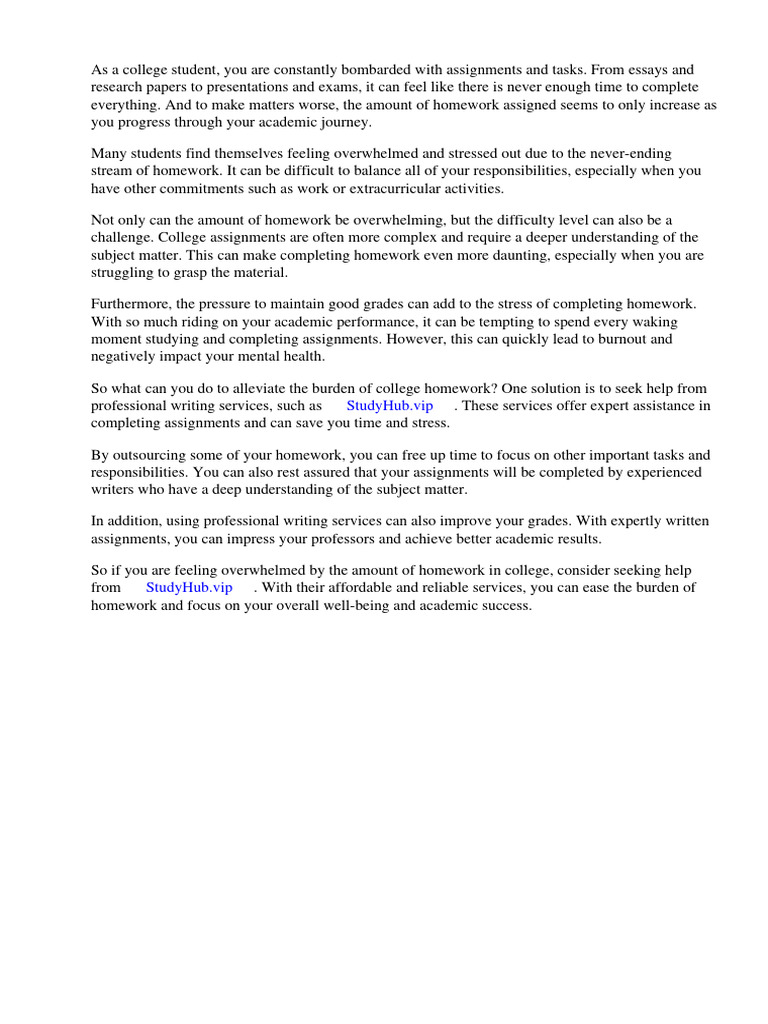 Too Much Homework in College | PDF | Homework