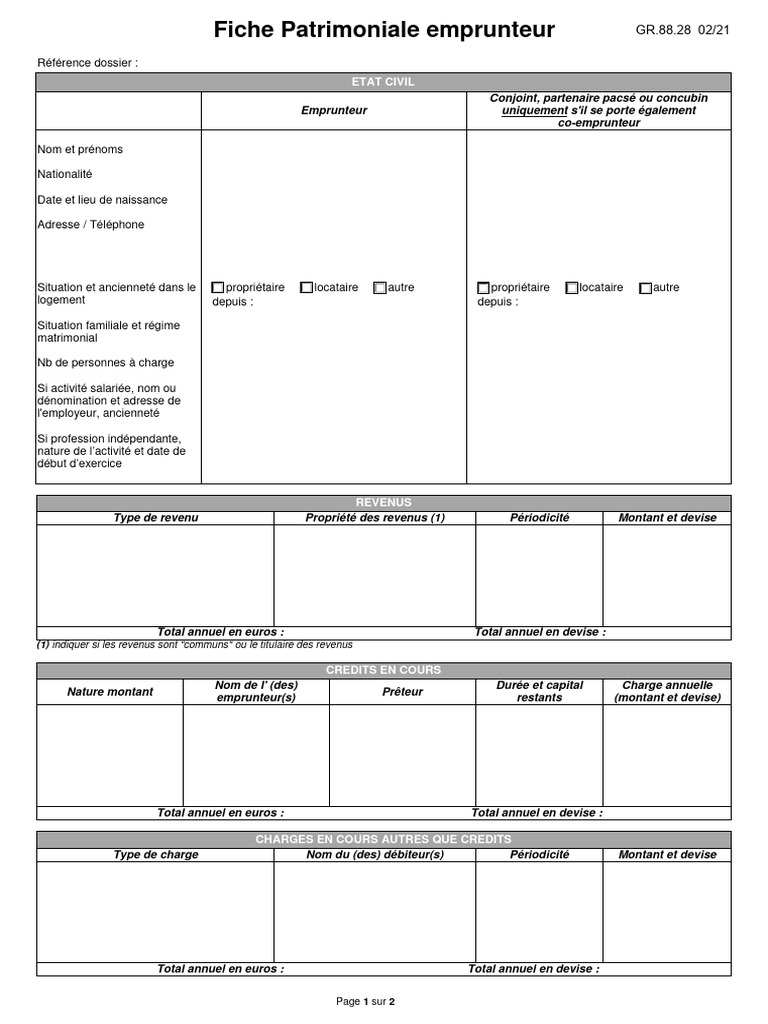 Fiche Patrimoniale | PDF | Banques | Crédit
