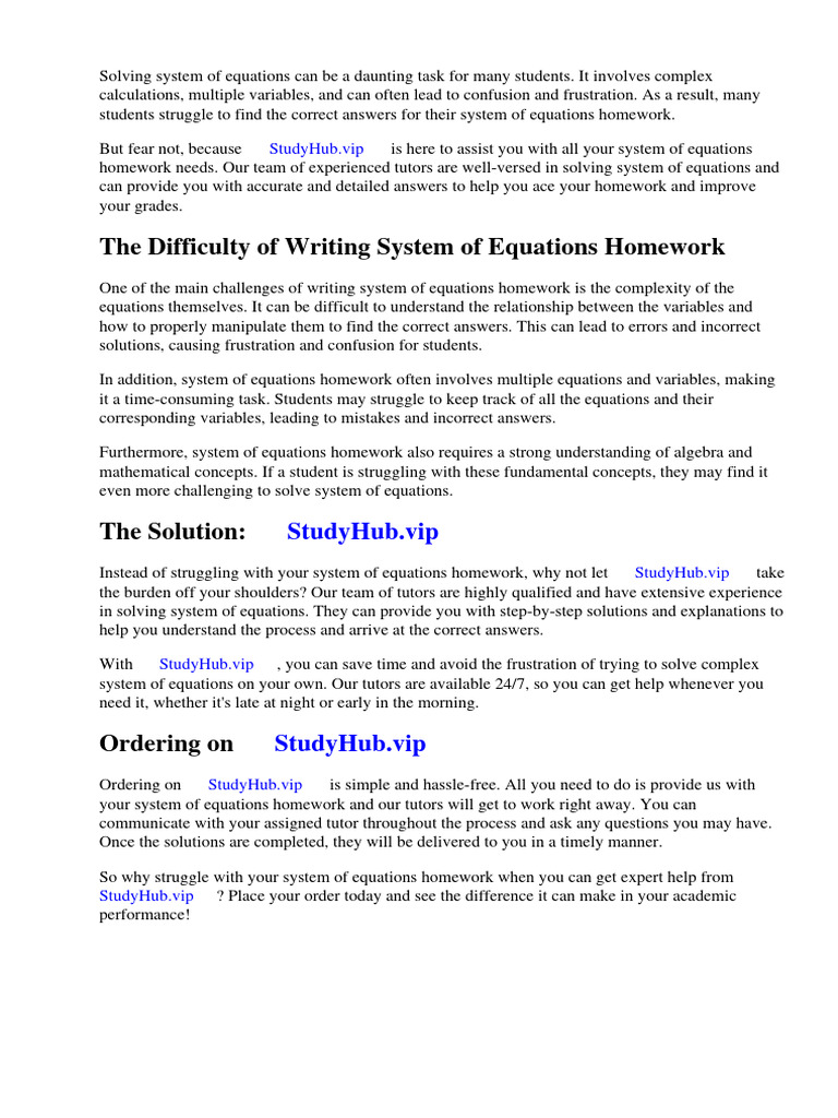 System of Equations Homework Answers | PDF | Equations | Algebra