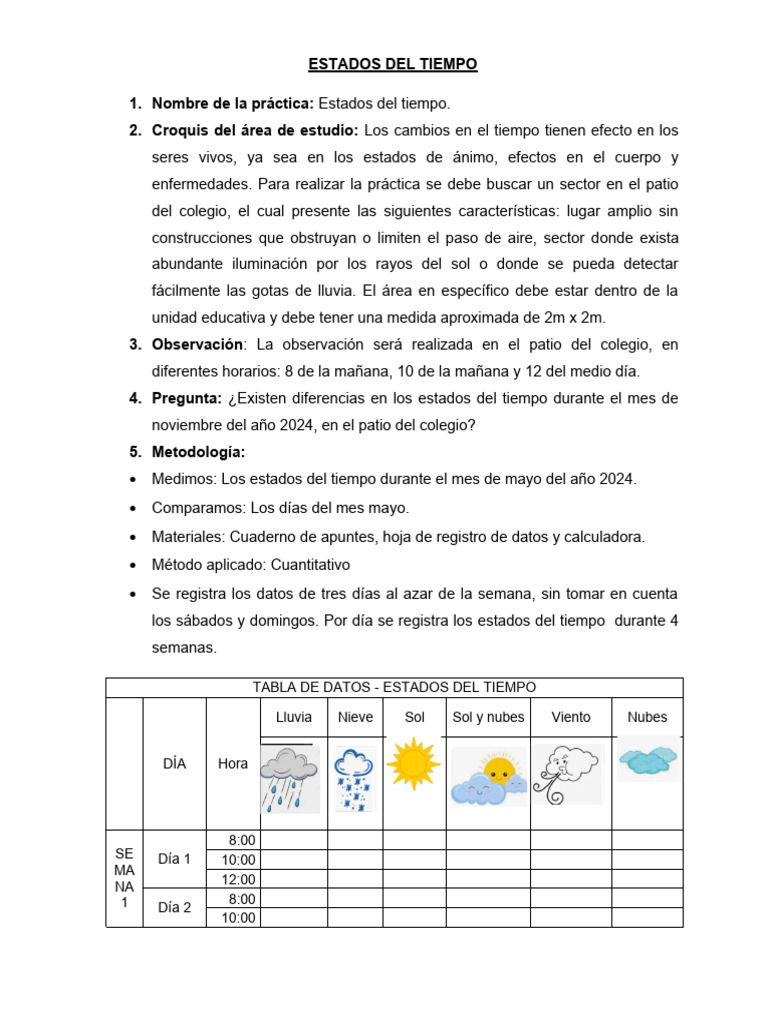 Observación de Estados del Tiempo en Colegio | PDF | Ciencia y matemáticas