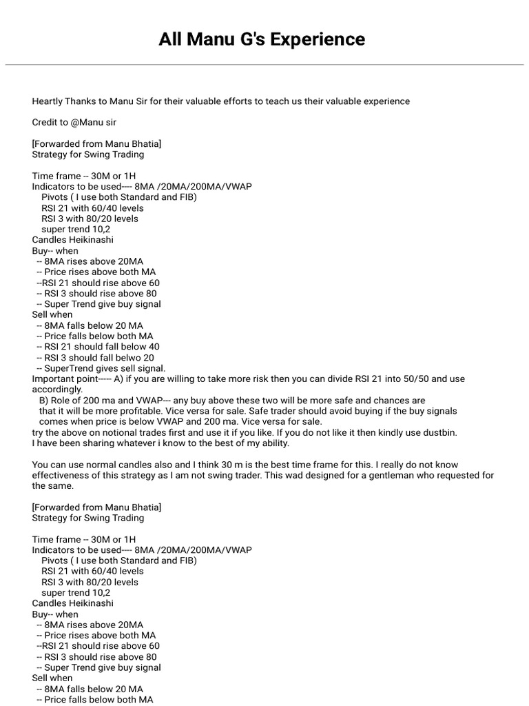 Swing Trading Strategies by Manu Bhatia | PDF | Day Trading | Financial ...