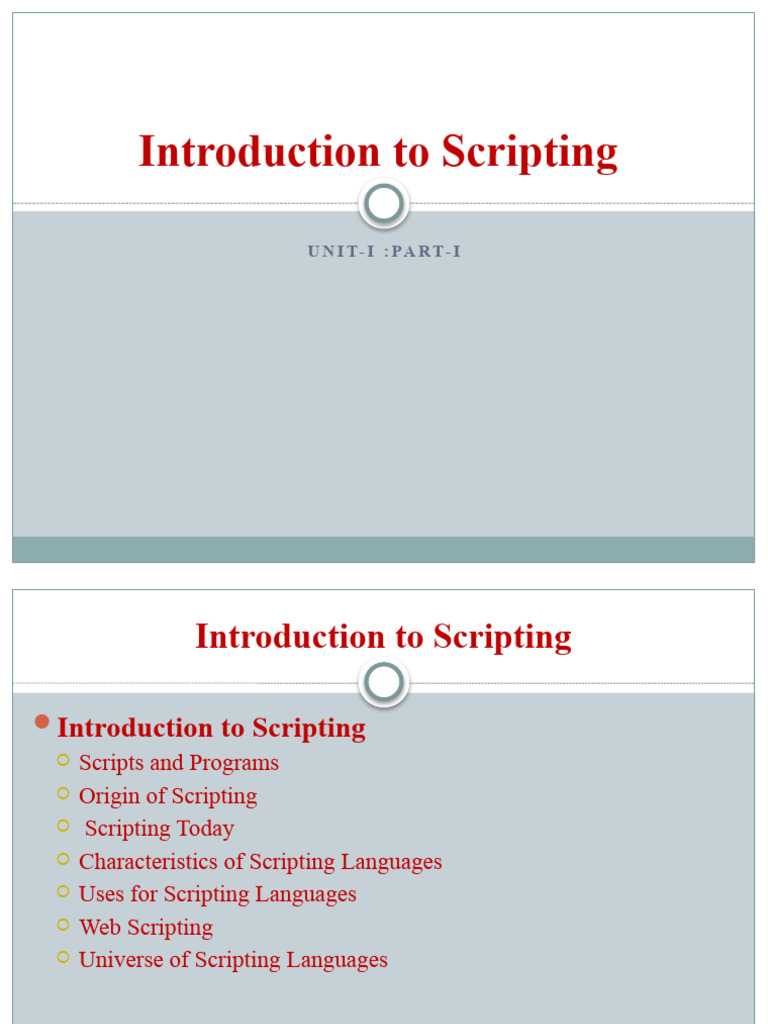 Unit 1 Part I Introductiontoscripting Pdf Scripting Language