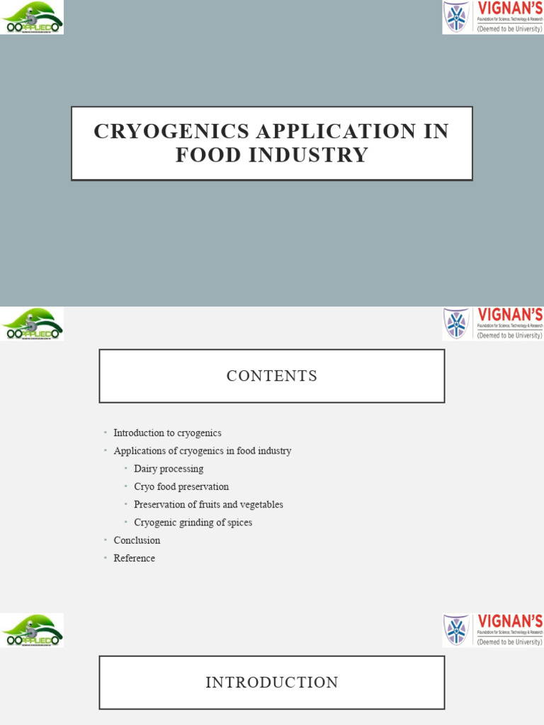 Cryogenic Application in Food Industry | PDF | Cryogenics | Food ...