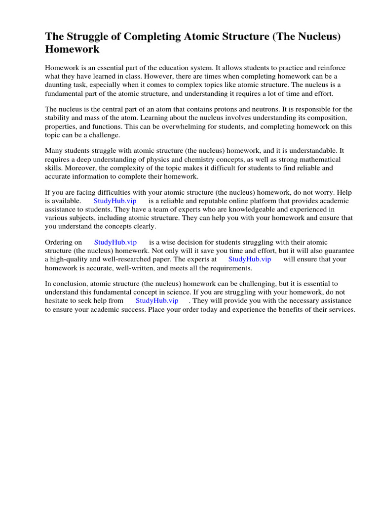 Atomic Structure (The Nucleus) Homework | PDF | Atomic Nucleus | Atoms