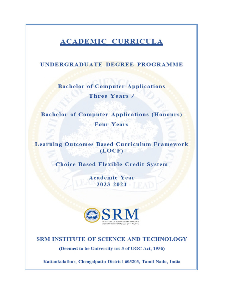 SRM 23bca Curriculum Syllabus 2023 Regulations | PDF | Computer Programming | Computing