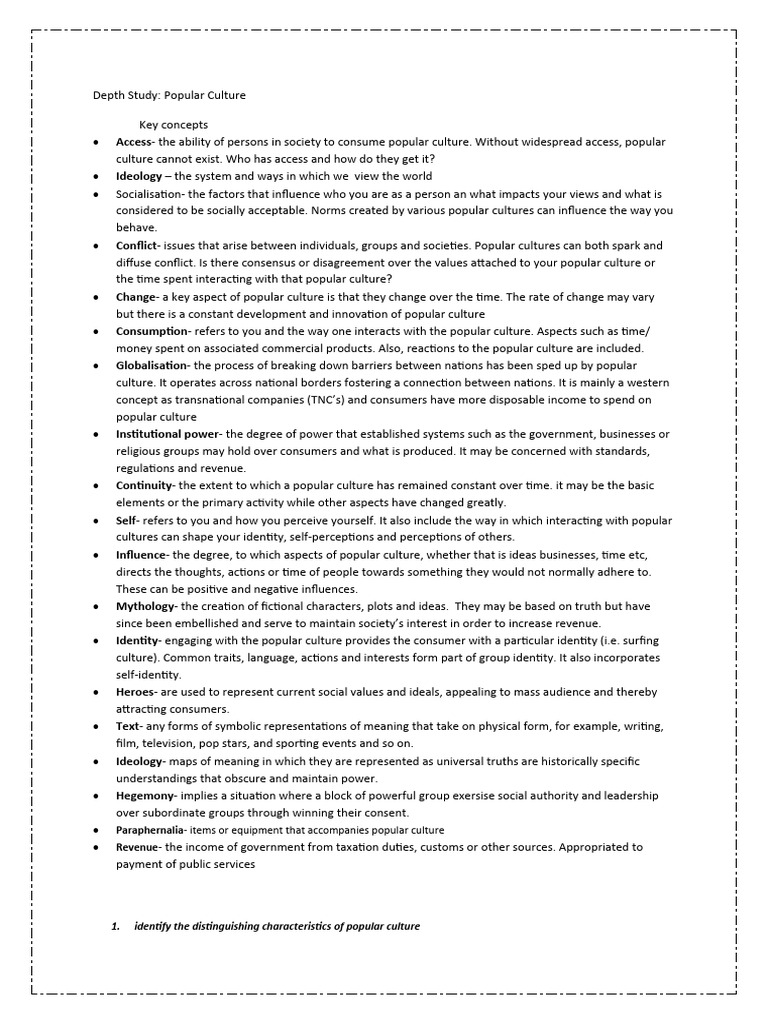 Society Culture Notes - Popular Culture | PDF | Popular Culture ...