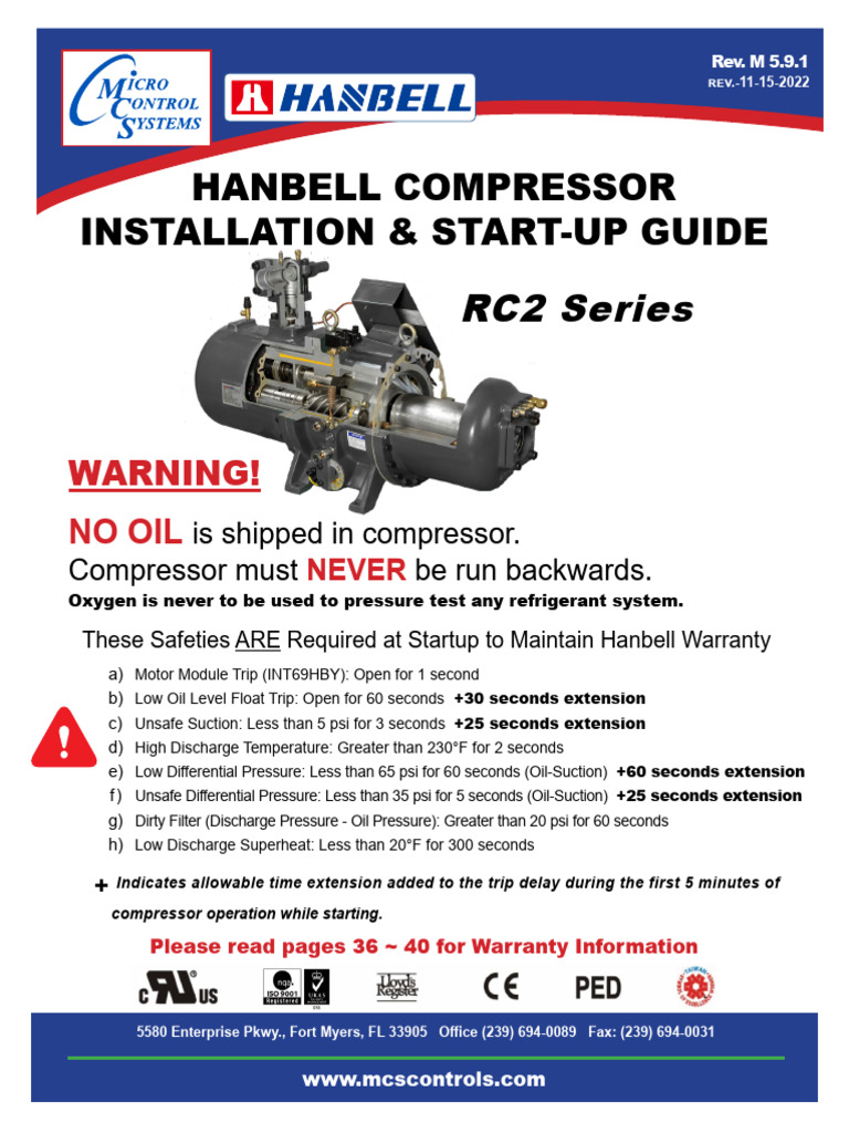 Hanbell Compressor Installation and Startup Guide | PDF | Pipe (Fluid ...