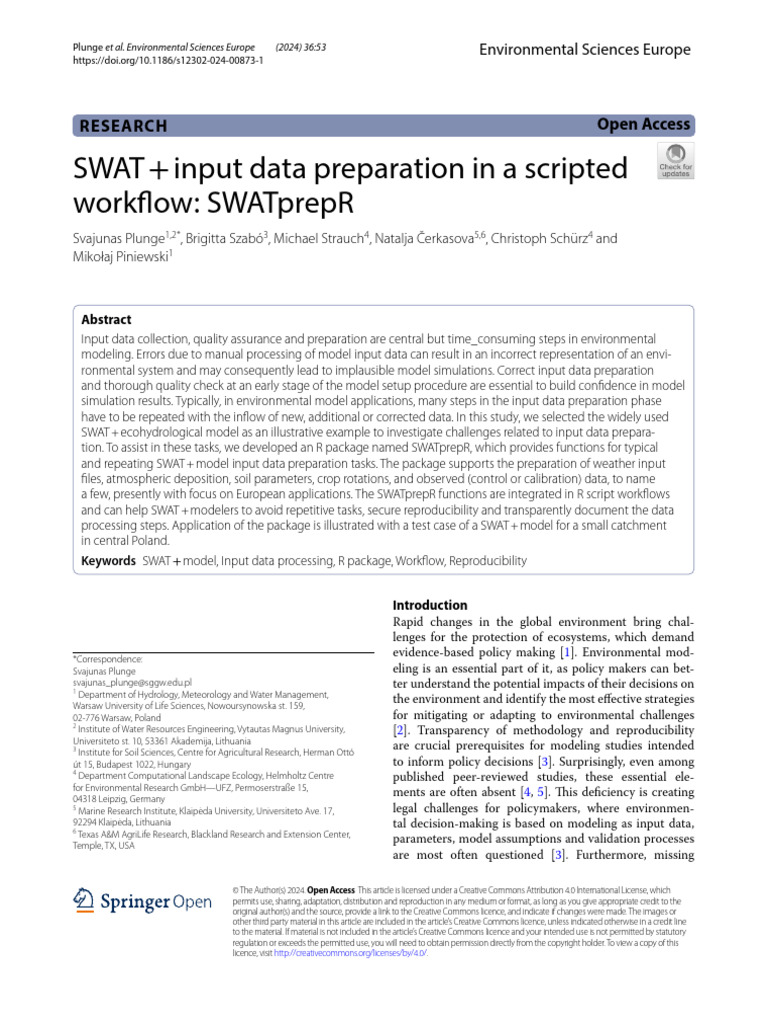 Swat + Input Data Preparation in A Scripted Workflow: Swatprepr | PDF ...