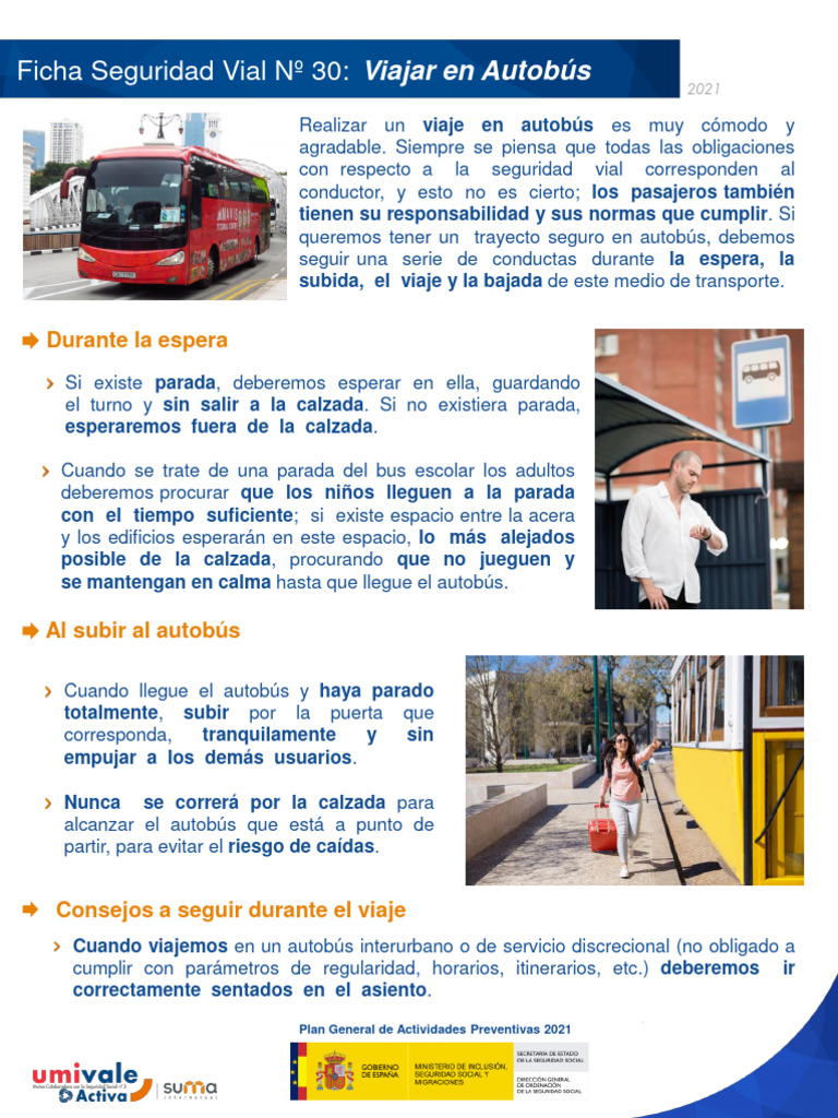 Ficha Seguridad Vial n 30 Autobus | PDF | Autobús | Seguridad vial