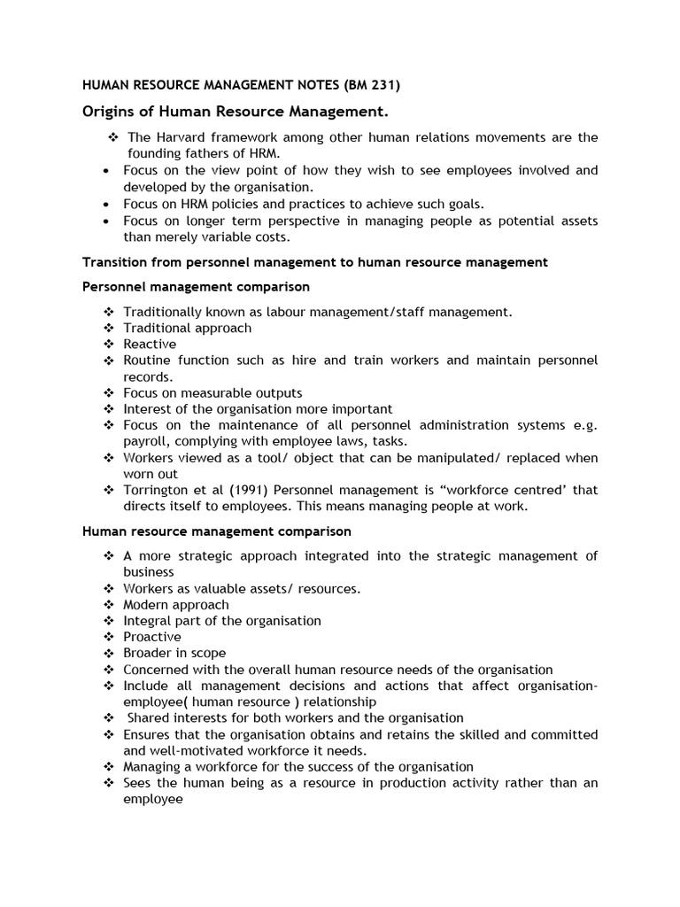 BM 231 Notes 2024 | PDF | Human Resource Management | Human Resources