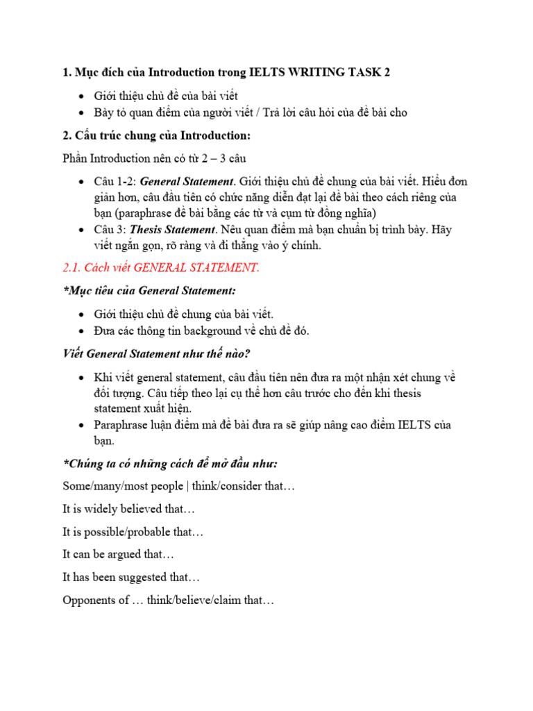 Cách Viết Giới Thiệu Cho Task 2 | PDF