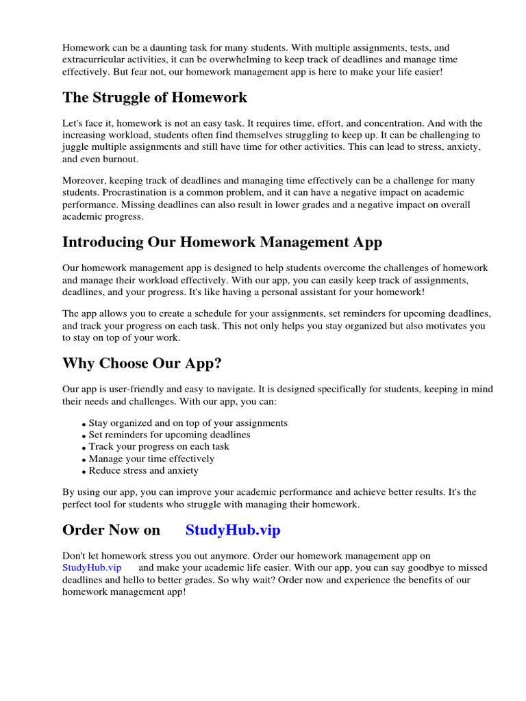 Homework Management App | PDF | Mobile App | Homework