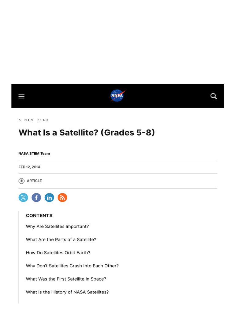 WhatIsaSatellite (Grades5 8) NASA - 1711994800736 | PDF | Satellite ...