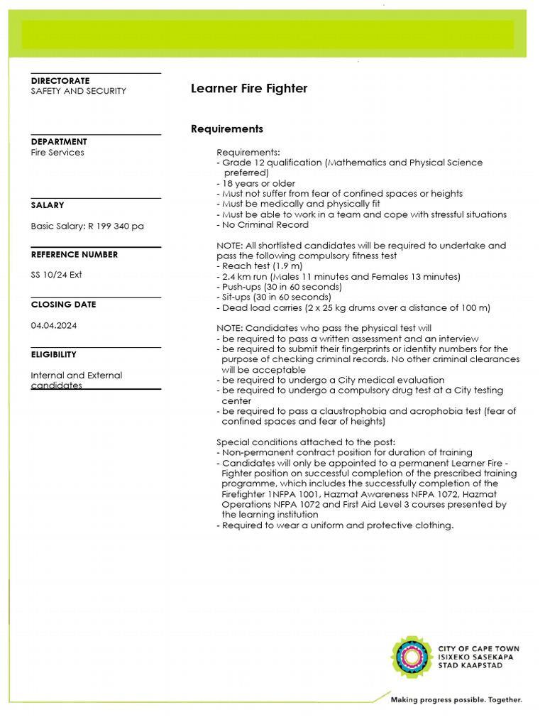 Learner Fire Fighter | PDF | Firefighter | Identity Document