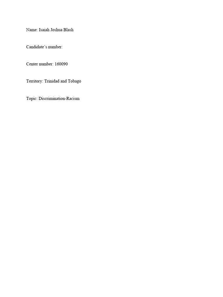 English SBA | PDF | Poetry | Racism
